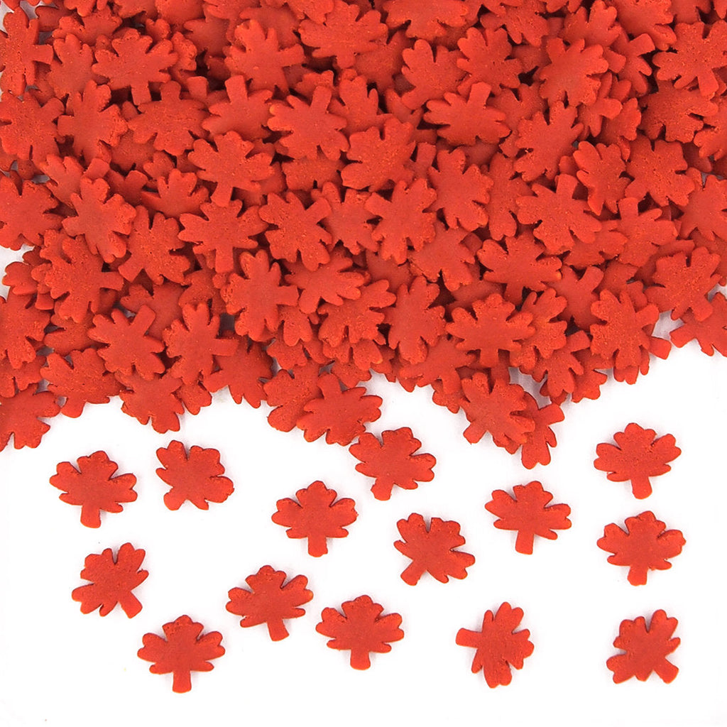 Red Confetti Maple Leaves - Dairy Free Halal Sprinkles Cake Decoration ...